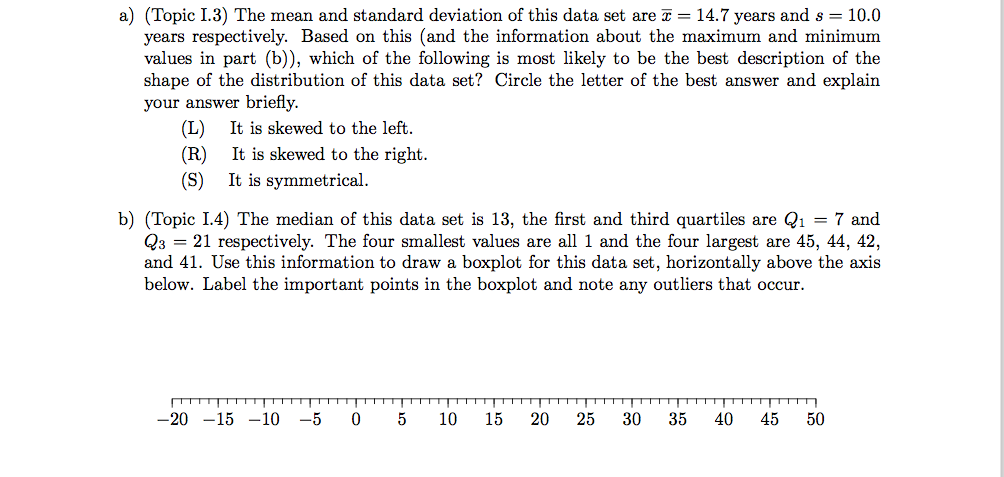 Solved a) (Topic I.3) The mean and standard deviation of | Chegg.com