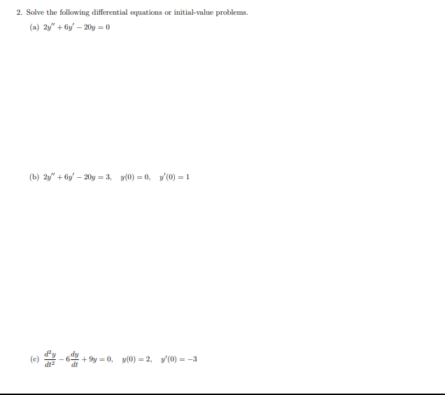 2. Solve the following differential equations or | Chegg.com
