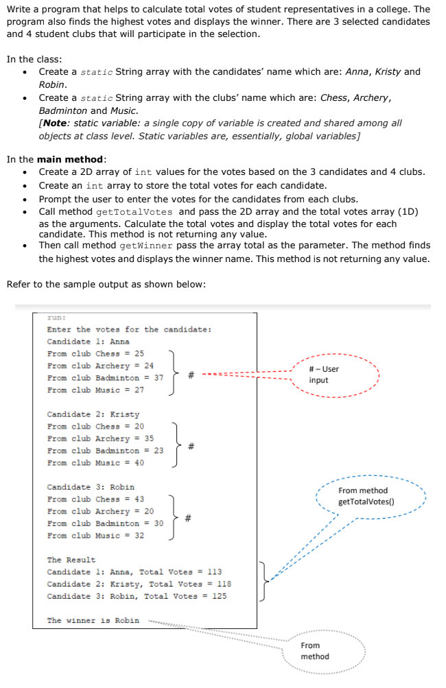 Solved Write a program that helps to calculate total votes | Chegg.com