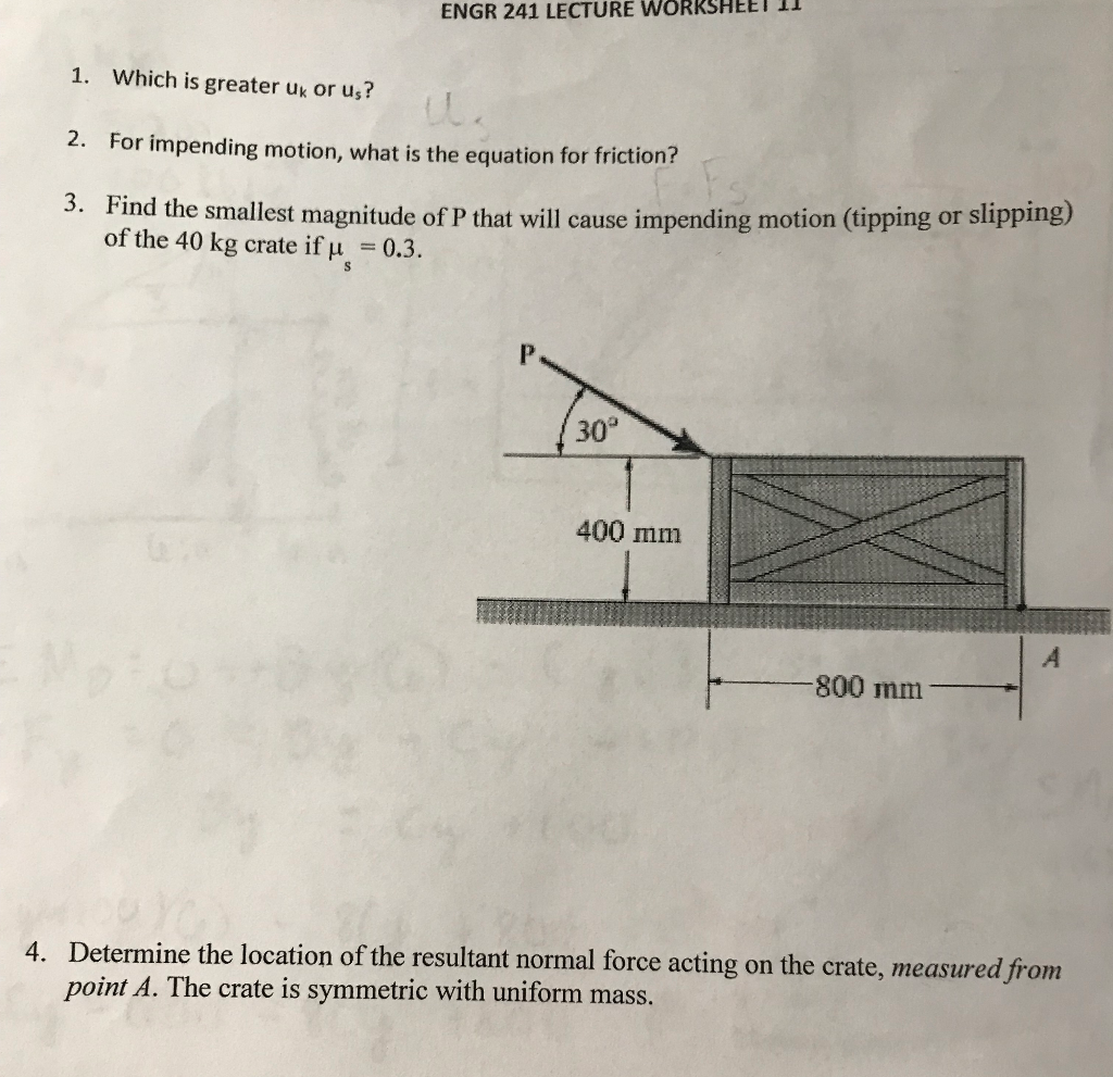Solved ENGR 241 LECTURE WORKSHE Which is greater uk or us? | Chegg.com