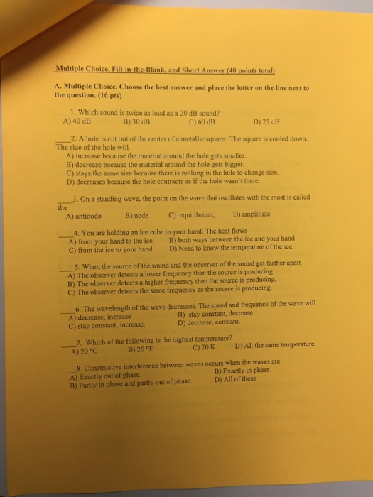 Solved Multiple Choice, Fill-in-the-Blank, and Short Answer | Chegg.com