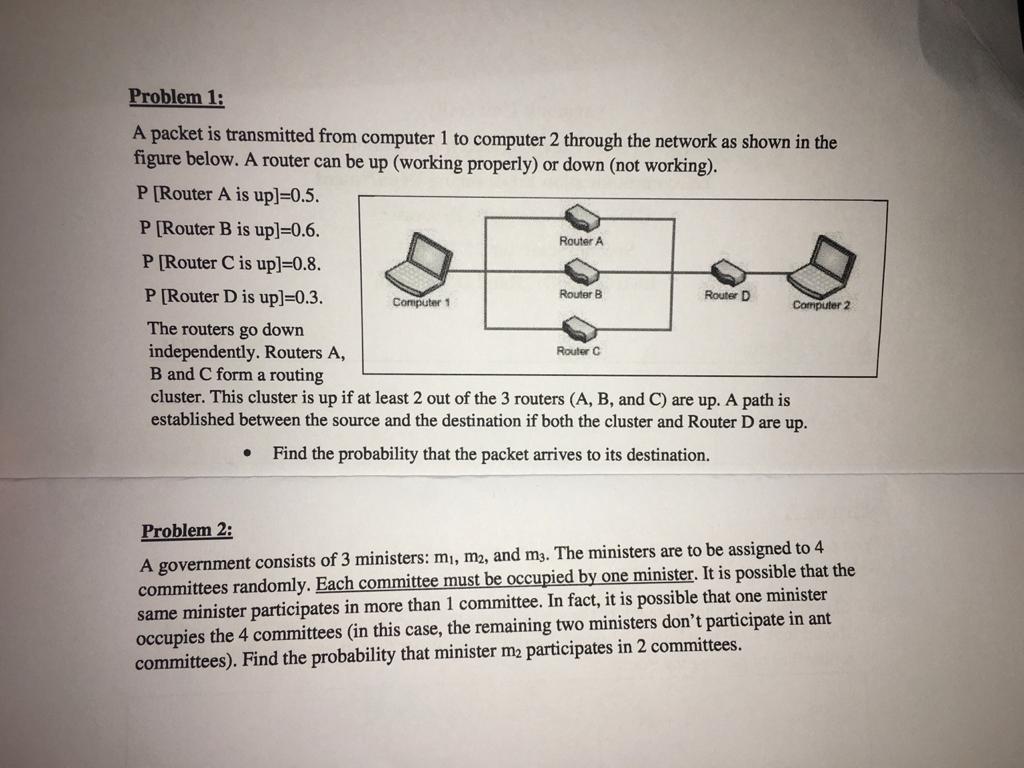 Solved Problem 1: A packet is transmitted from computer 1 to | Chegg.com