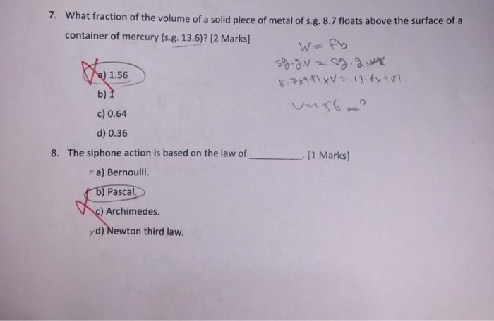 Solved What fraction of the volume of a solid piece of metal | Chegg.com