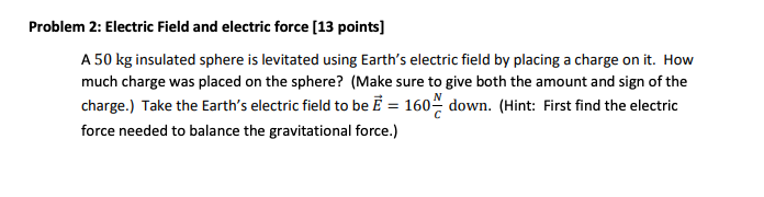 Solved Problem 2: Electric Field and electric force [13 | Chegg.com