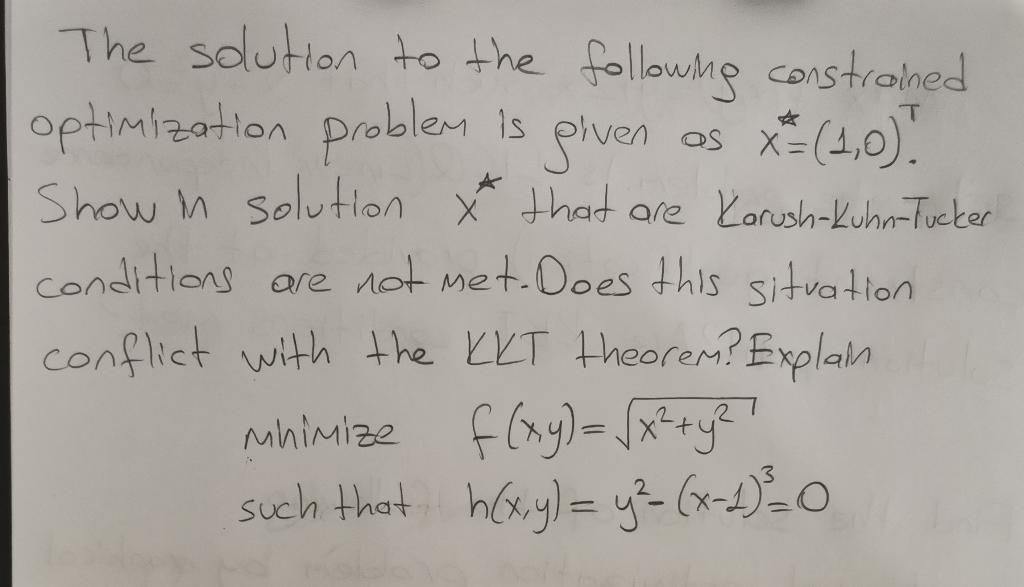 The solution to the following constrained | Chegg.com