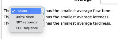 Options to choose for SPT Sequence & EDD Sequence | Chegg.com