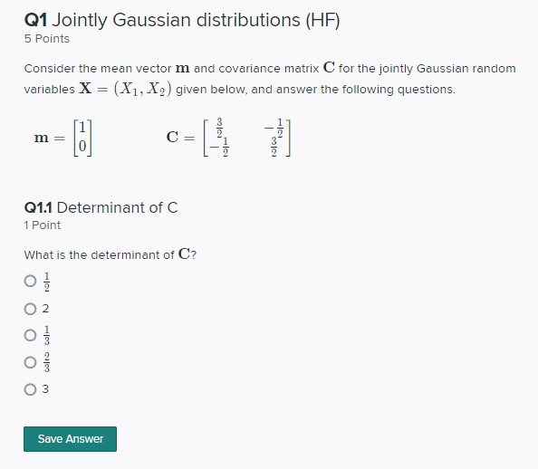 Solved Q1 Jointly Gaussian distributions (HF) 5 Points | Chegg.com