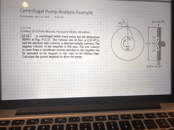Solved Centrifugal Pump Analysis Example Wednesday, April | Chegg.com