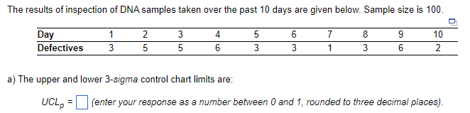 Solved a) The upper and lower 3-sigma control chart limits | Chegg.com