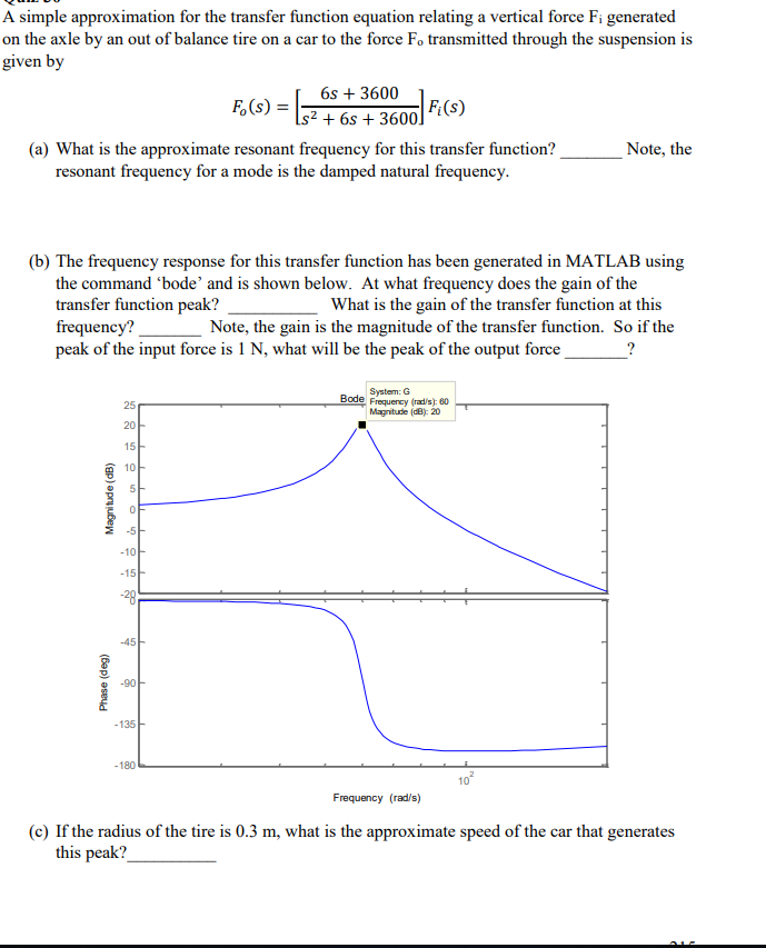 A simple approximation for the transfer function | Chegg.com