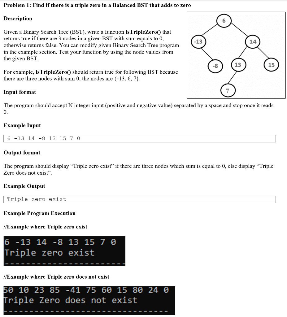 Solved Problem 1: Find if there is a triple zero in a | Chegg.com