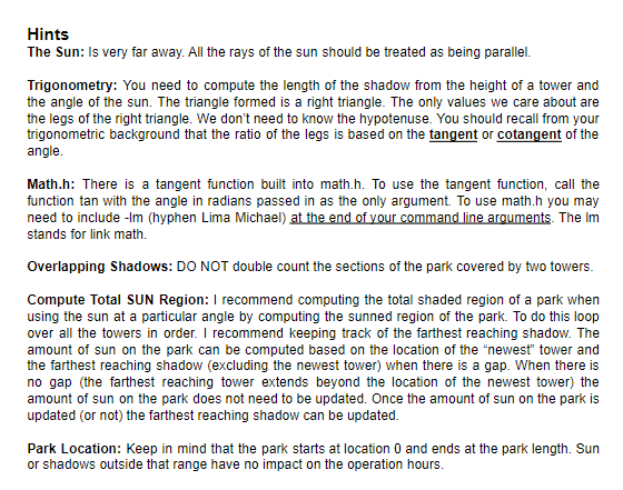 Solved Shady Park Objective Give practice with Binary Search | Chegg.com
