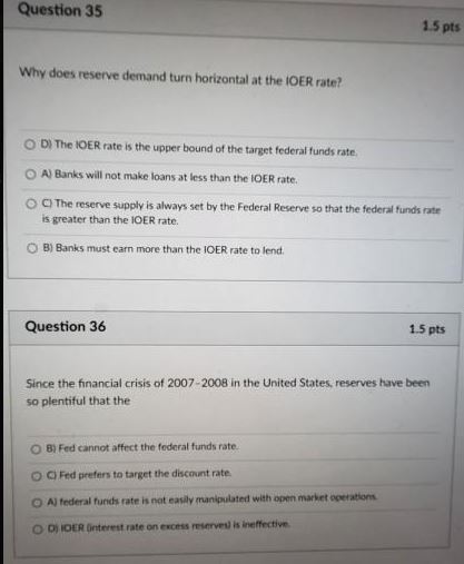 Solved Question 35 1.5 pts Why does reserve demand turn | Chegg.com