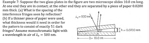 Solved Example 7: Suppose the two glass plates in the figure | Chegg.com