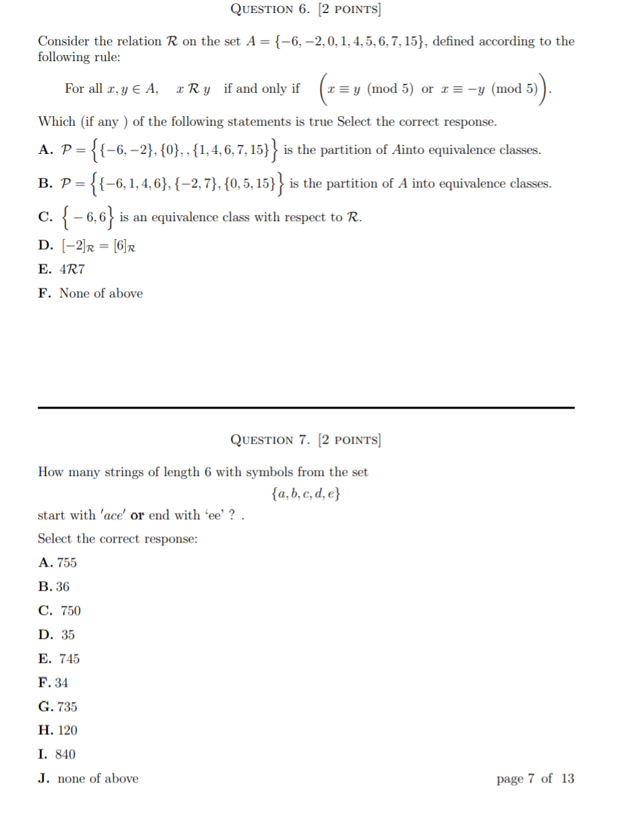 Solved Consider the relation R on the set A = {−6, −2, 0, 1, | Chegg.com