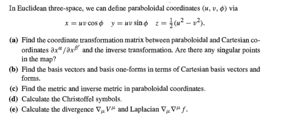 Solved In Euclidean three-space, we can define paraboloidal | Chegg.com