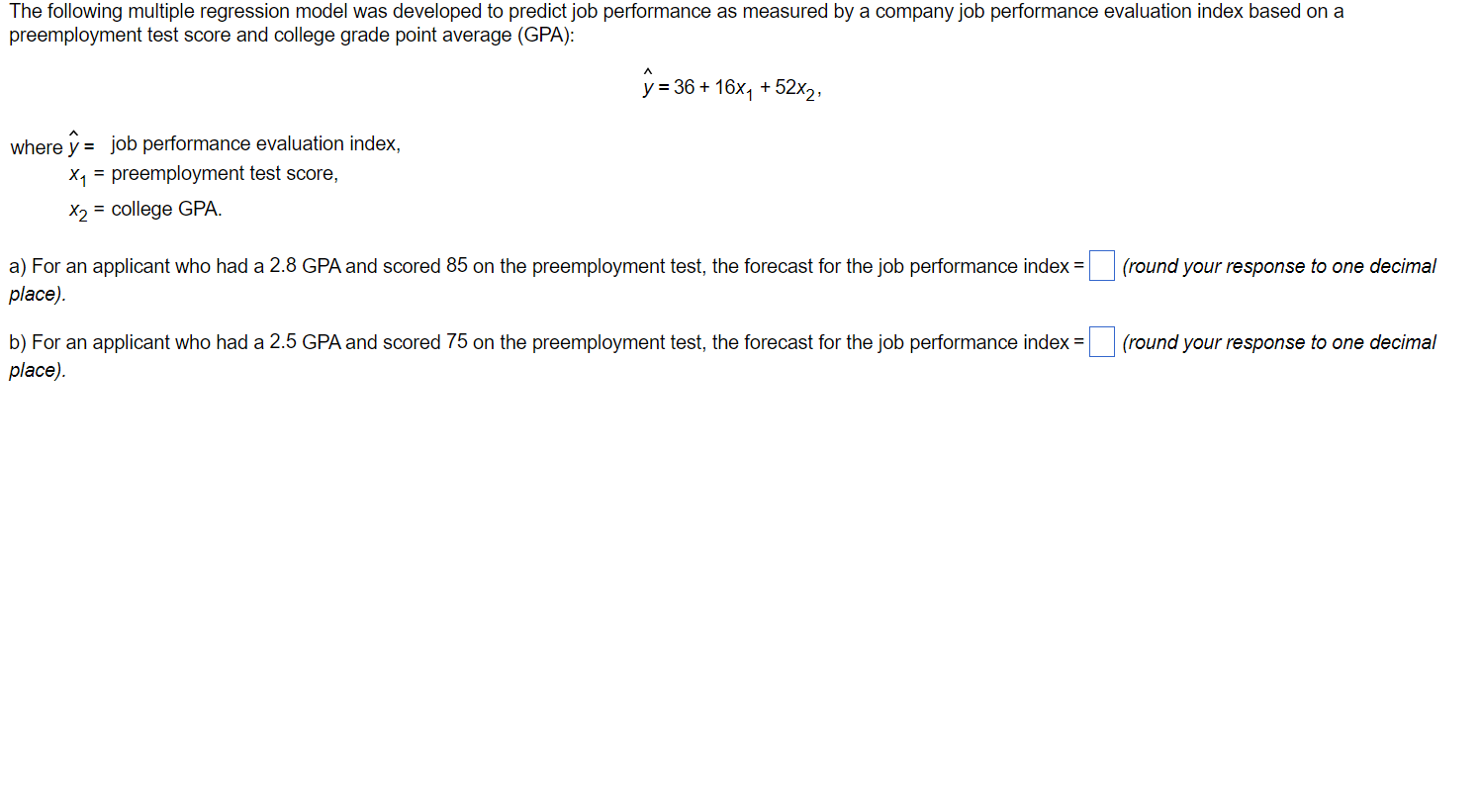 Solved The following multiple regression model was developed | Chegg.com