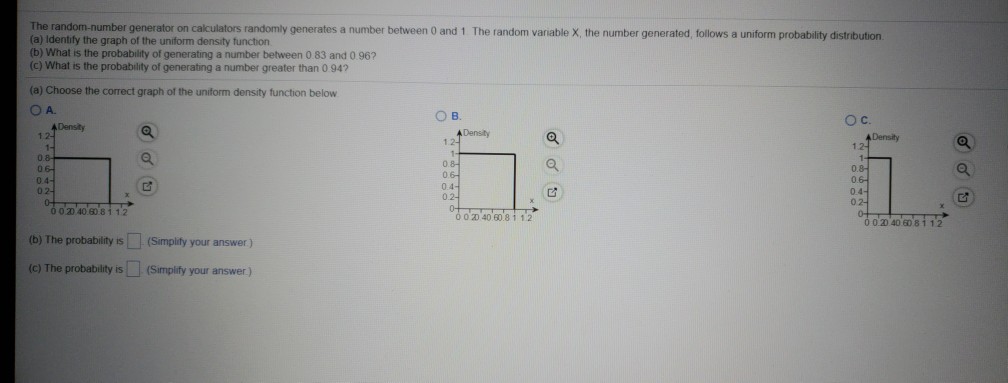 Solved The random-number generator on calculators randomly | Chegg.com