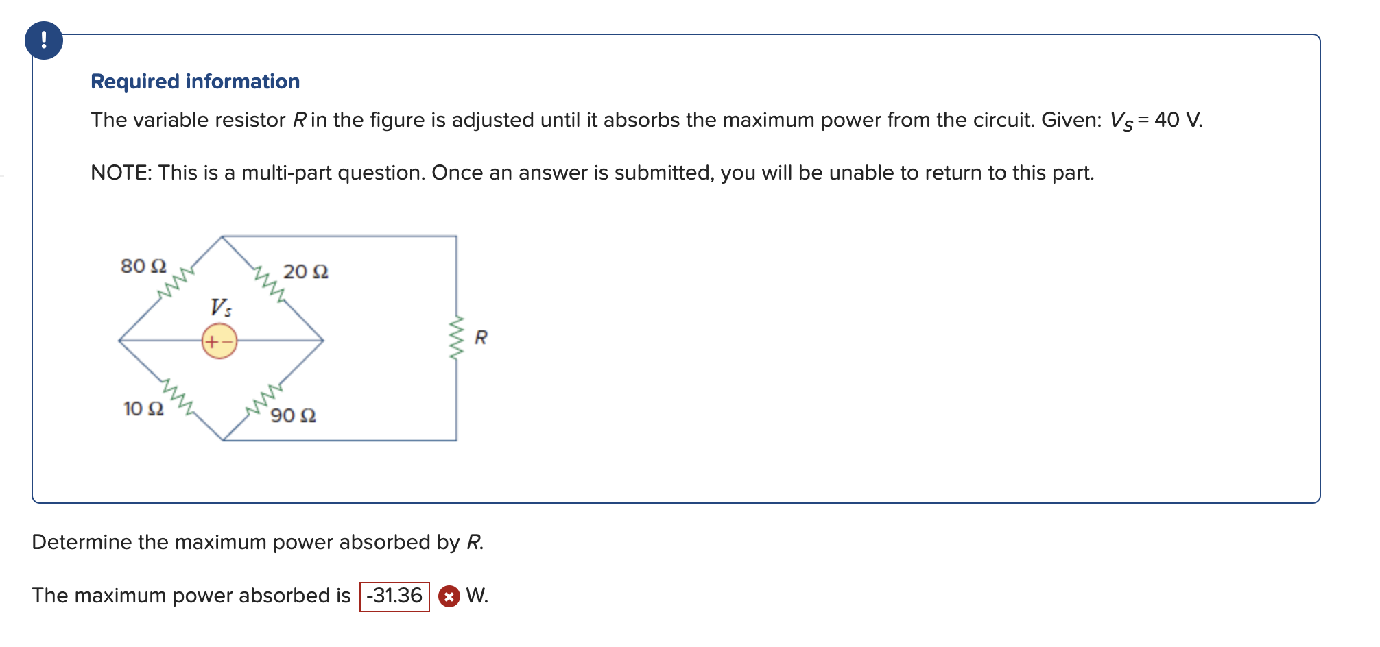 Solved Required information The variable resistor R in the | Chegg.com
