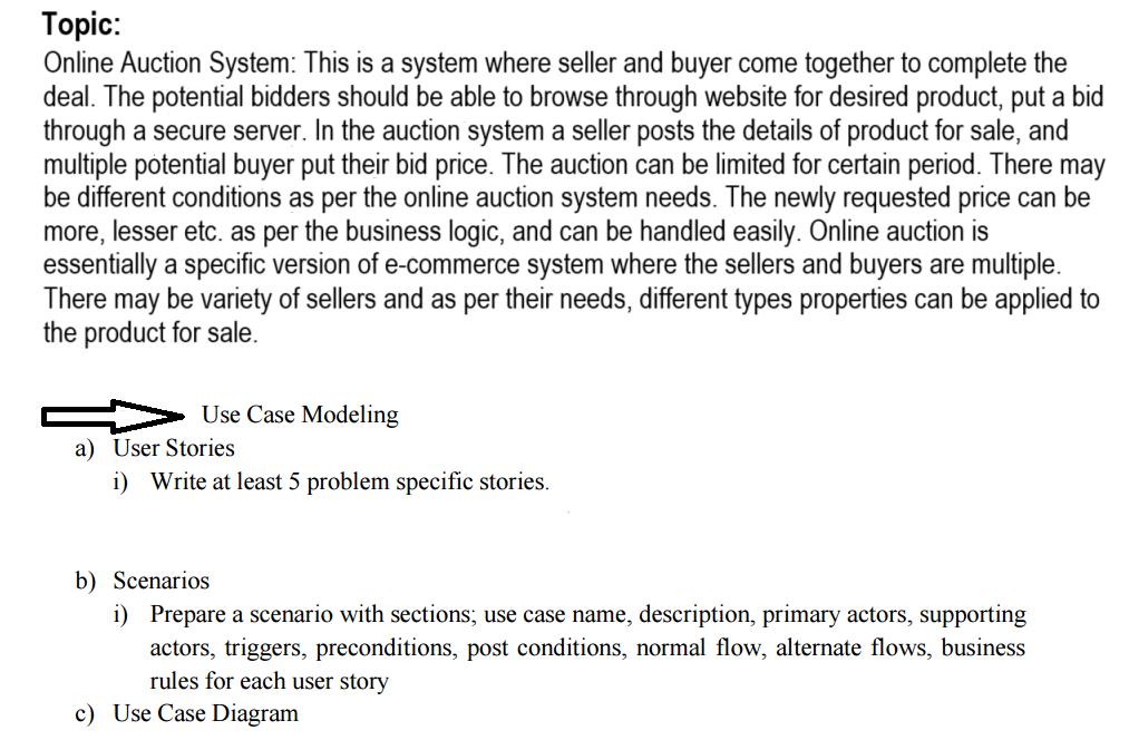 Solved Topic:Online Auction System: This is a system where | Chegg.com