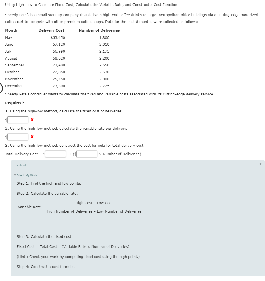 Solved Using High-Low to Calculate Fixed Cost, Calculate the | Chegg.com