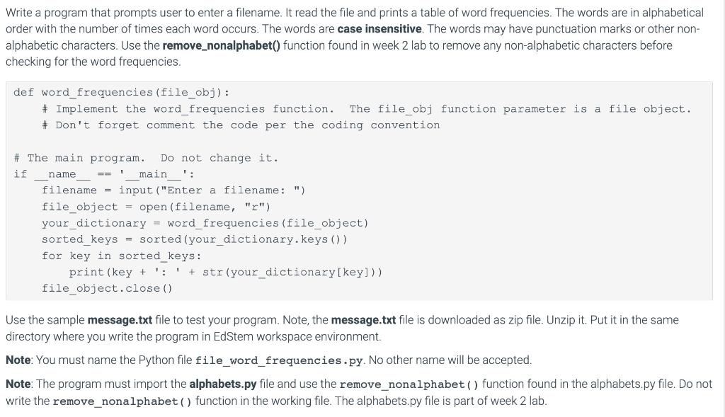 Solved The alphabets.py file contains: def | Chegg.com