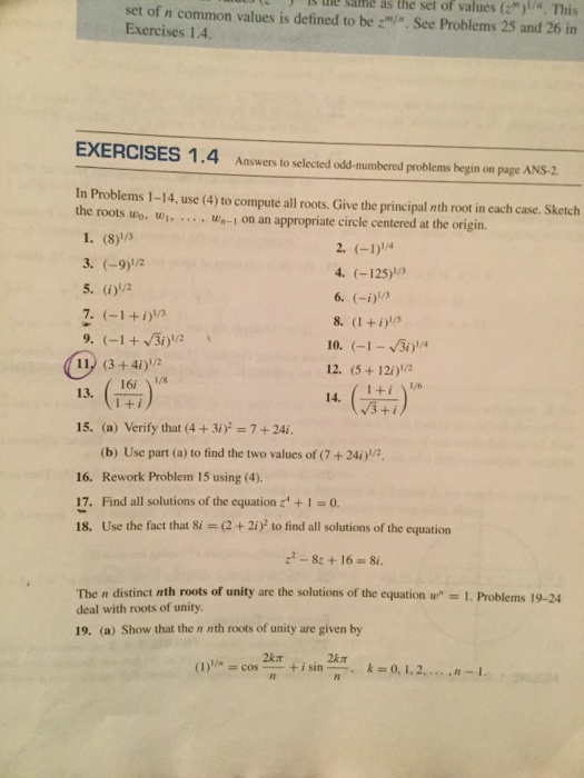 Solved EXERCISES 1.4 Answers to selected odd-numbered | Chegg.com
