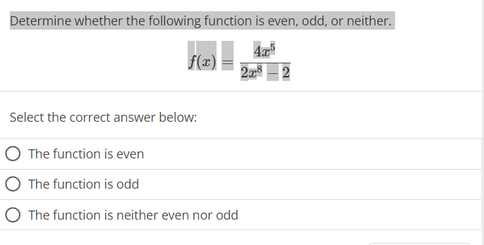 Solved Determine whether the following function is even, | Chegg.com