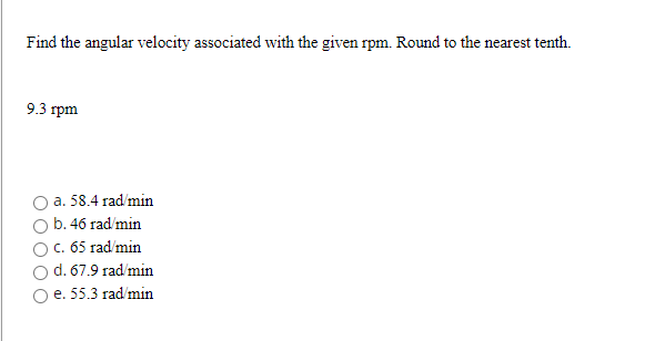 Solved Find the angular velocity associated with the given | Chegg.com
