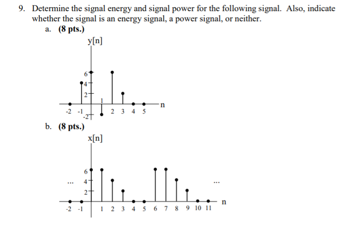Solved 9. Determine the signal energy and signal power for | Chegg.com