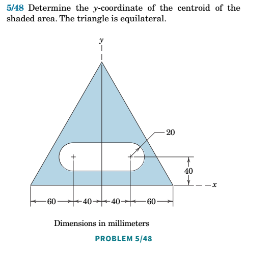 Solved 5/48 Determine the y-coordinate of the centroid of | Chegg.com