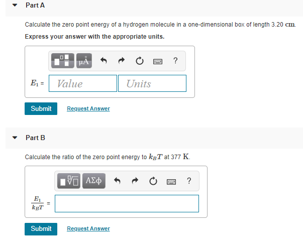 Solved Part A Calculate the zero-point energy of a hydrogen | Chegg.com
