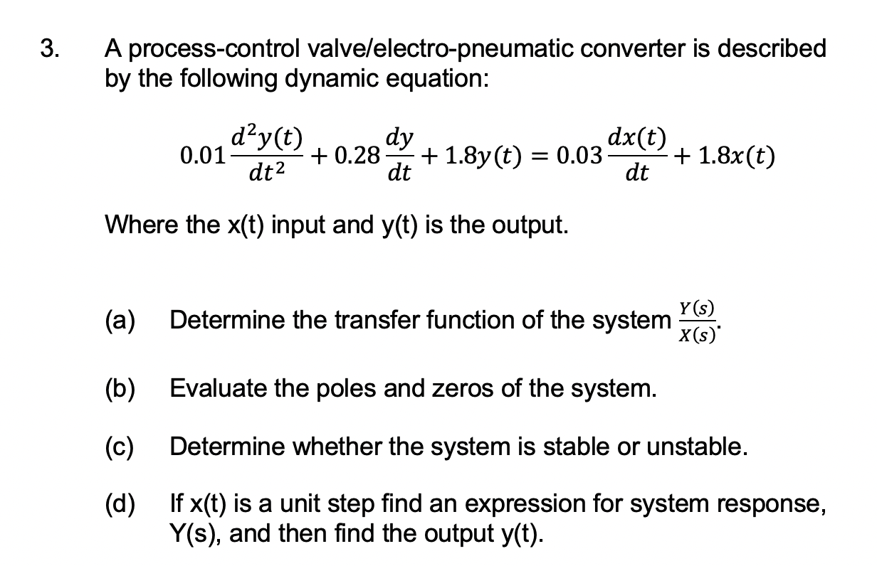 Solved 3. A process-control valve/electro-pneumatic | Chegg.com