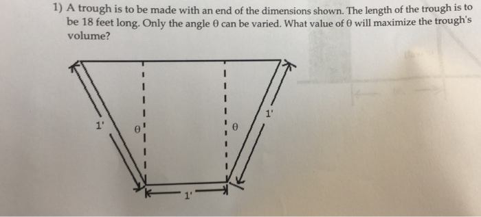 Solved A trough is to be made with an end of the dimensions | Chegg.com