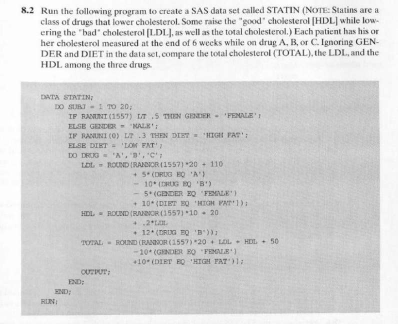 Solved .2 Run the following program to create a SAS data set | Chegg.com