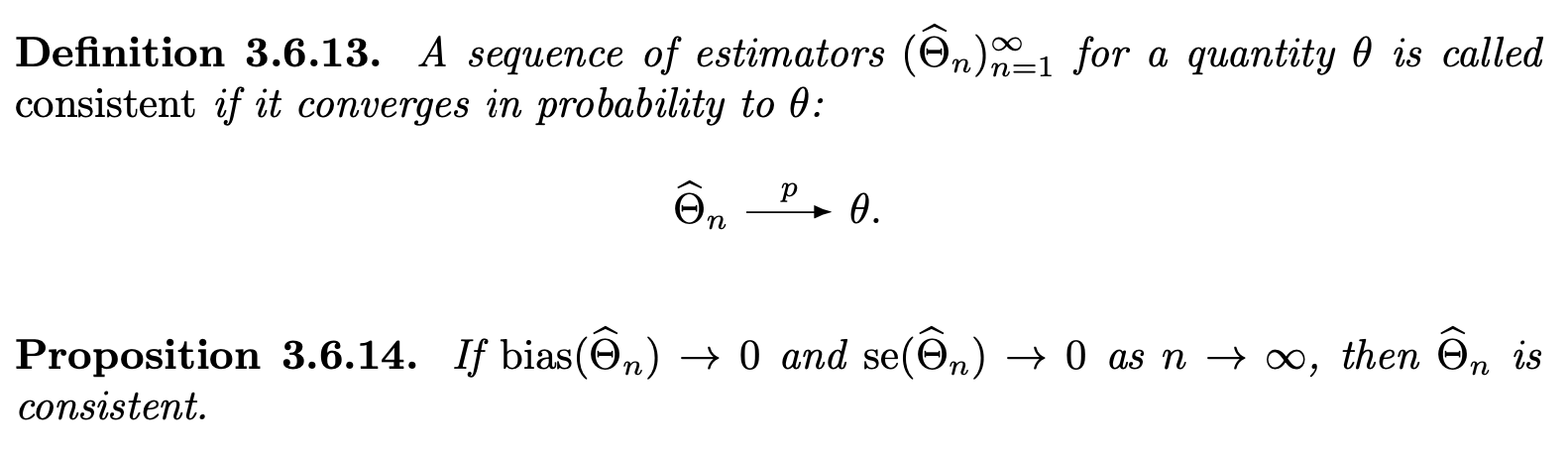 Solved Definition 3.6.13. A sequence of estimators (Θn)n=1∞ | Chegg.com