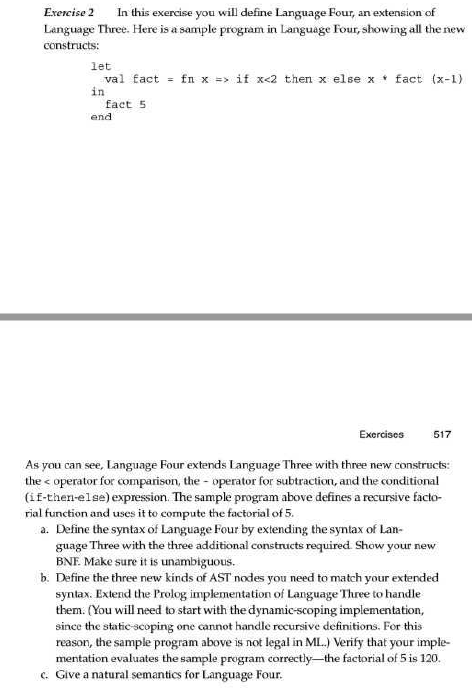 Exercise 2 In this exercise you will define Language | Chegg.com