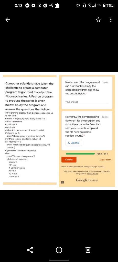 Solved 3:18 66 0?al 4 175% f Now correct the program and 1 | Chegg.com