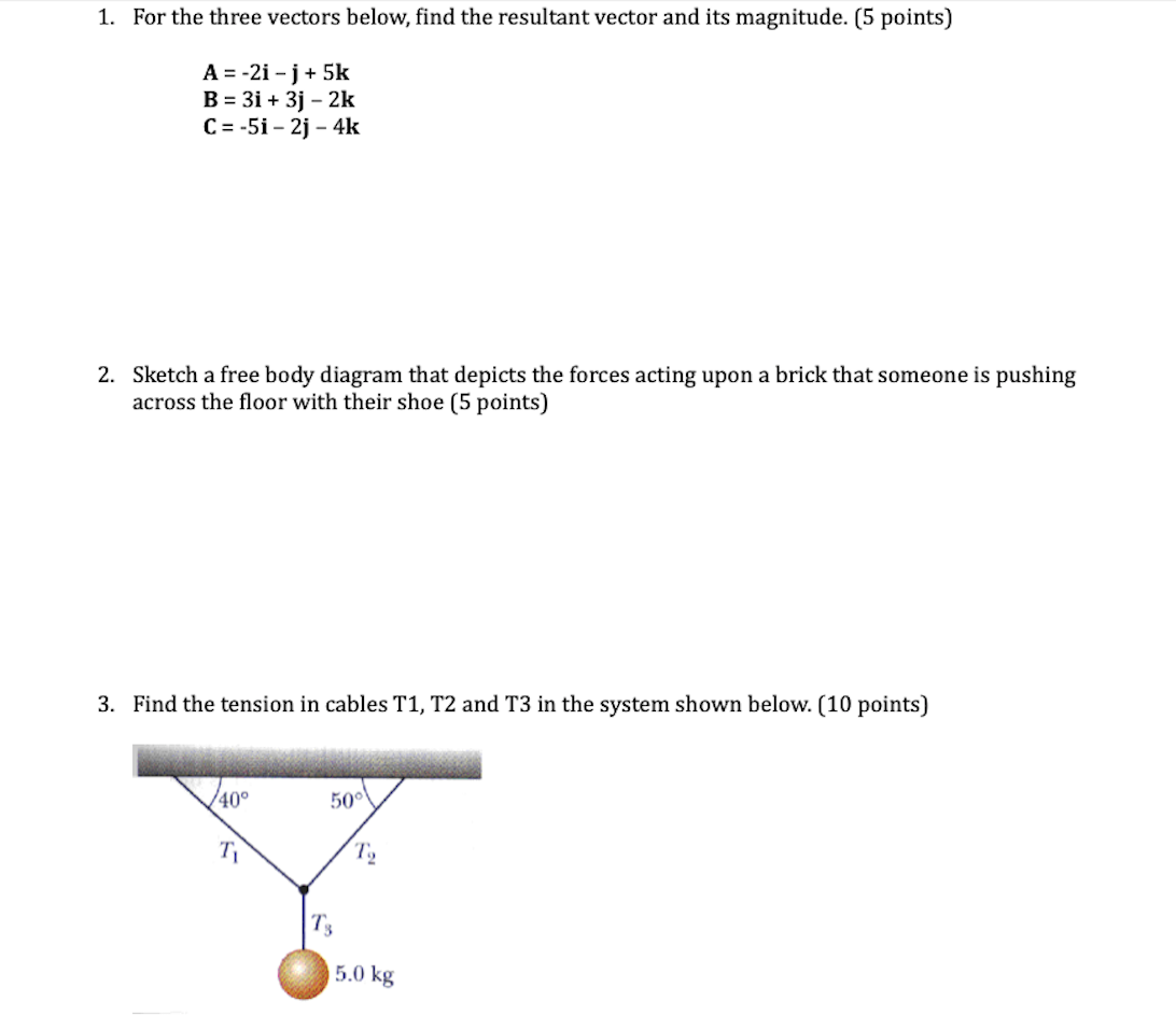 Solved 1. For the three vectors below, find the resultant | Chegg.com