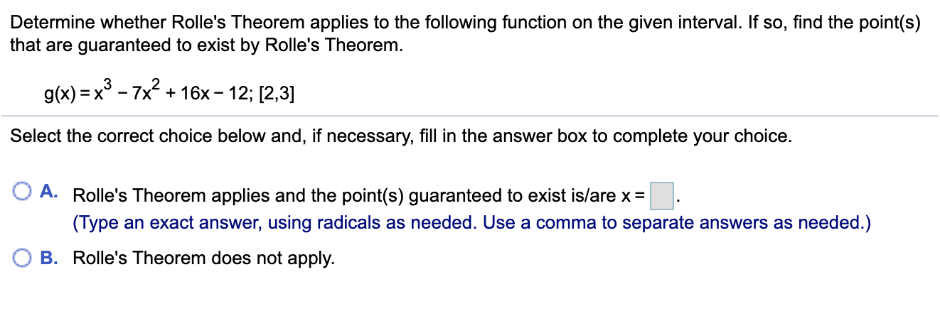 Solved Determine whether Rolle's Theorem applies to the | Chegg.com