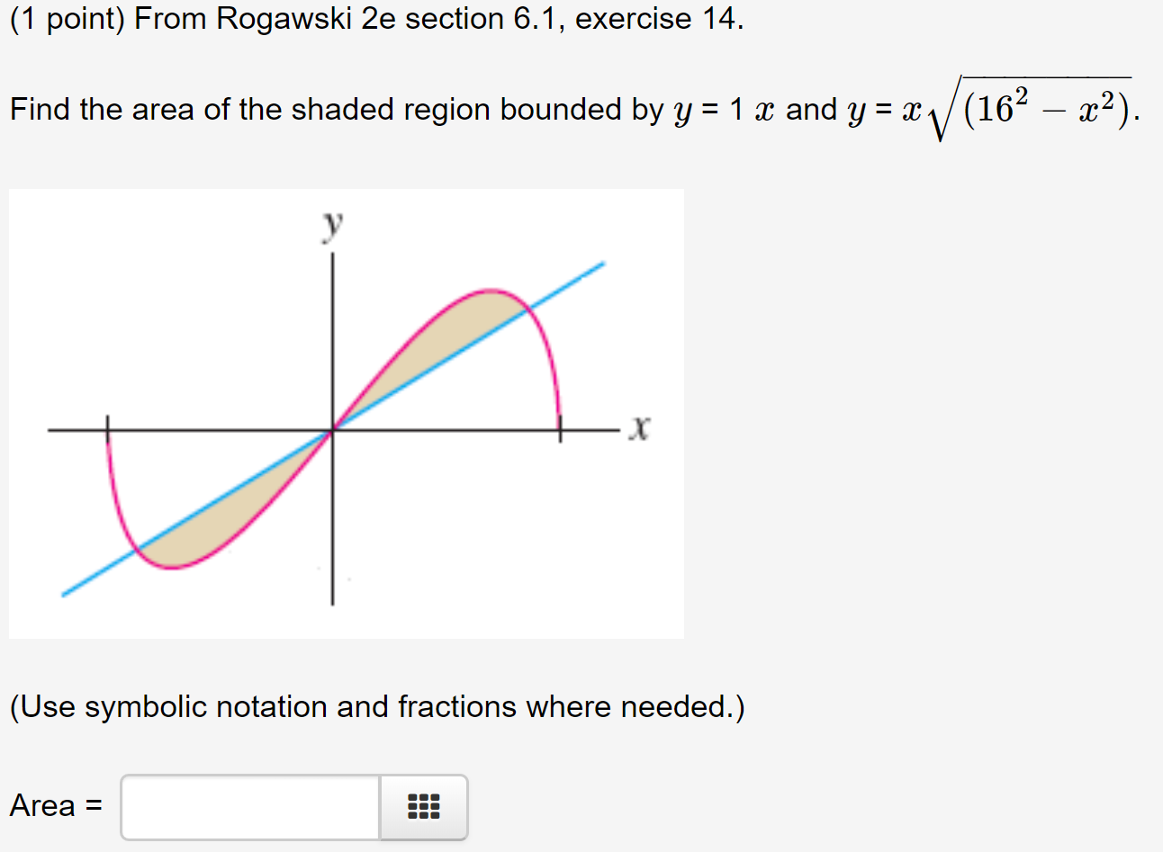Solved (1 point) From Rogawski 2e section 6.1, exercise 14. | Chegg.com