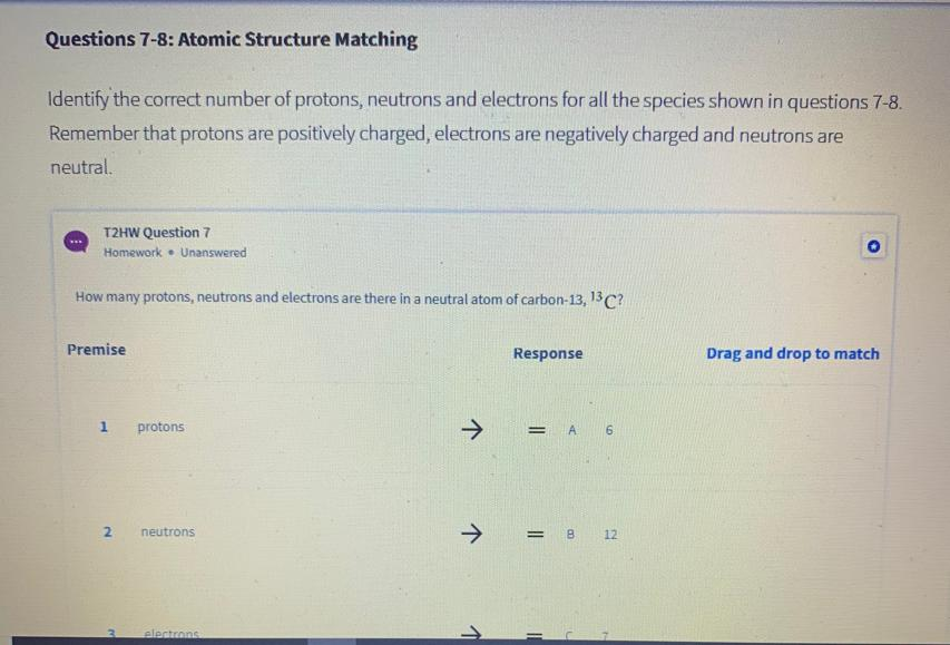 Solved Questions 7-8: Atomic Structure Matching Identify the | Chegg.com