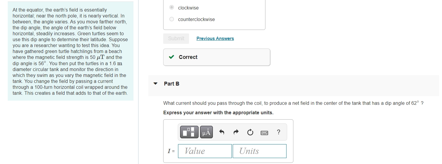 Solved At the equator, the earth's field is essentially | Chegg.com