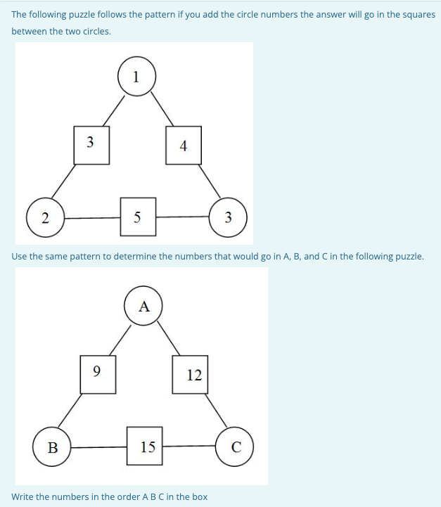 Solved The following puzzle follows the pattern if you add | Chegg.com