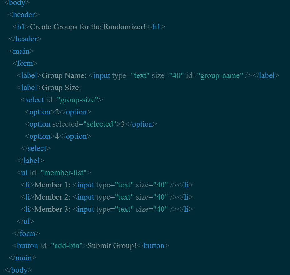 Create Groups for the Randomizer! Group Name: Learn | Chegg.com