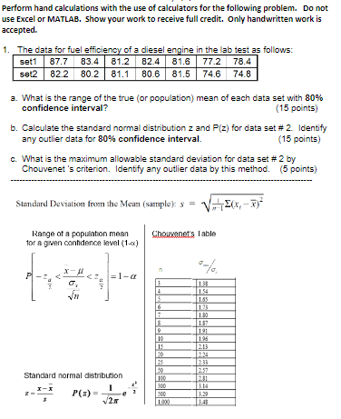 Solved Perform hand calculations with the use of calculators | Chegg.com