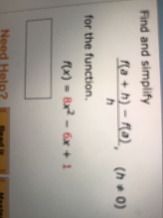 Solved Find and simplify for the function. | Chegg.com