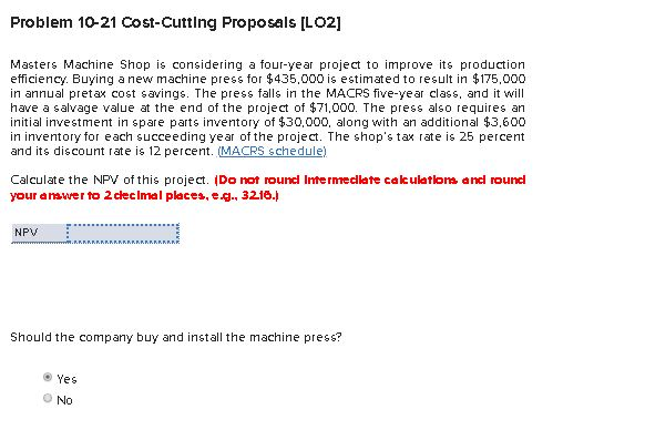 Solved Problem 10-21 Cost-Cutting Proposals [LO2] Masters | Chegg.com