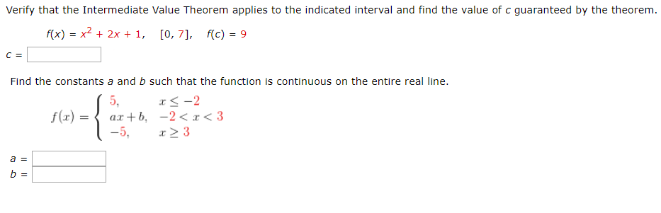 Solved Verify that the Intermediate Value Theorem applies to | Chegg.com