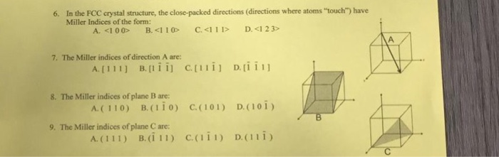 Solved In the FCC crystal structure, the close-packed | Chegg.com